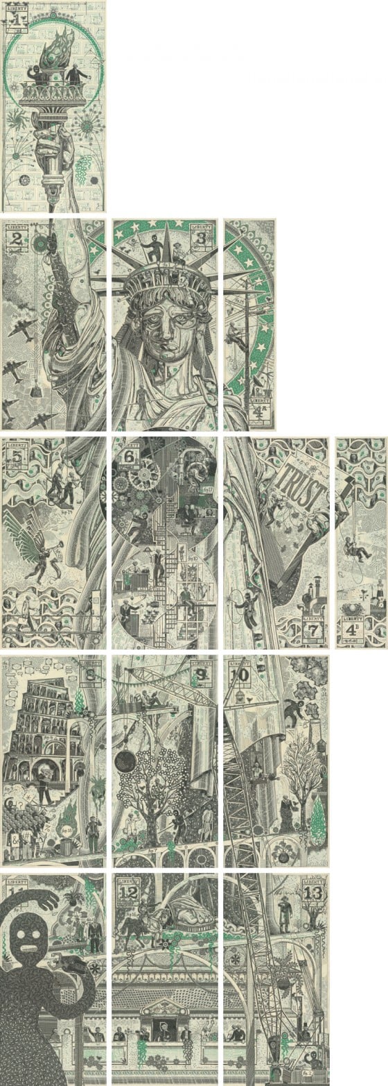Mark Wagner - Collage realizzati con banconote da un dollaro