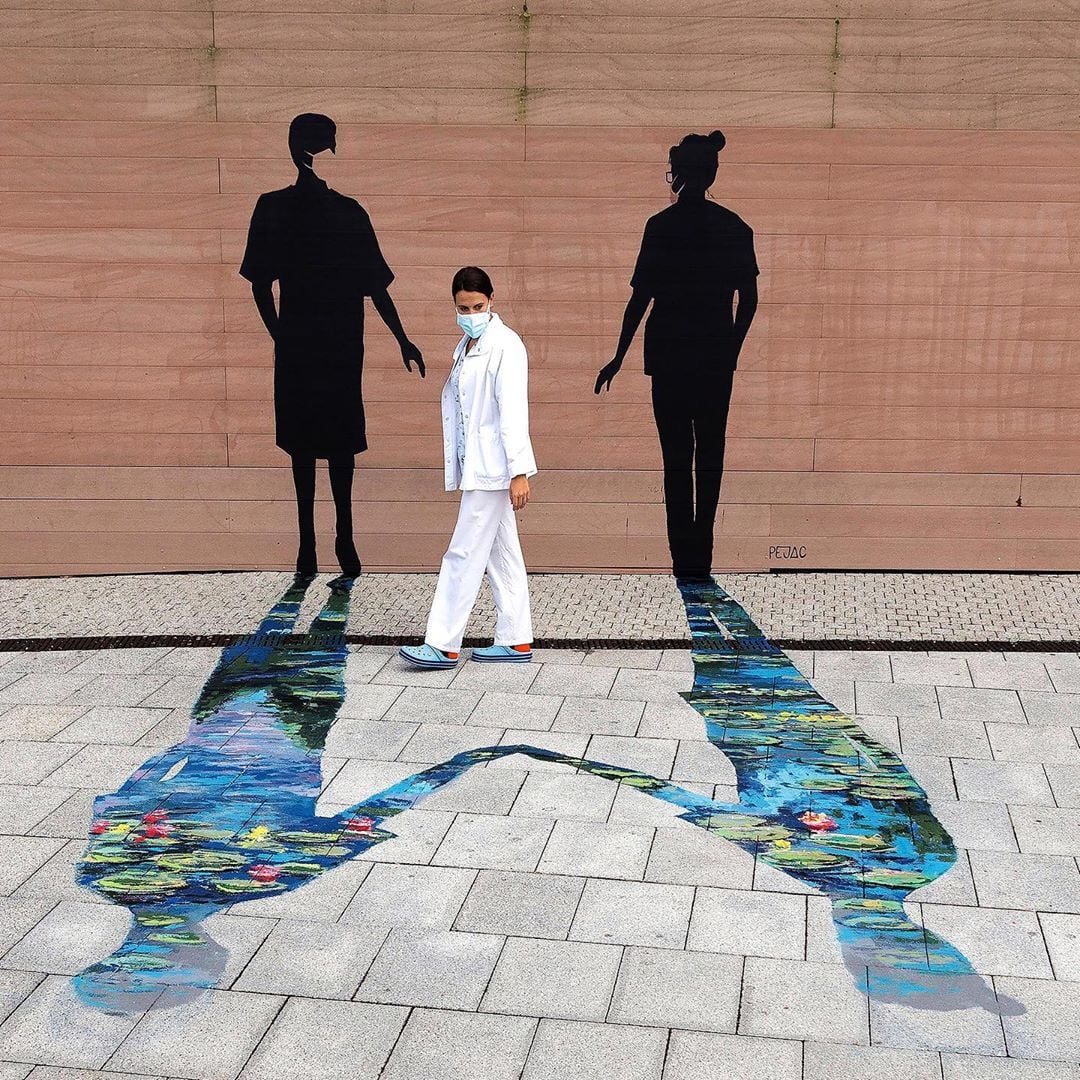 "Fortaleza", Pejac's artwork for health workers | Collater.al
